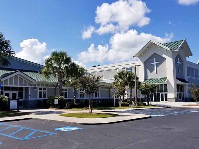 Those palm trees and bright skies frame a welcoming entrance that practically begs you to slow down and stay awhile.