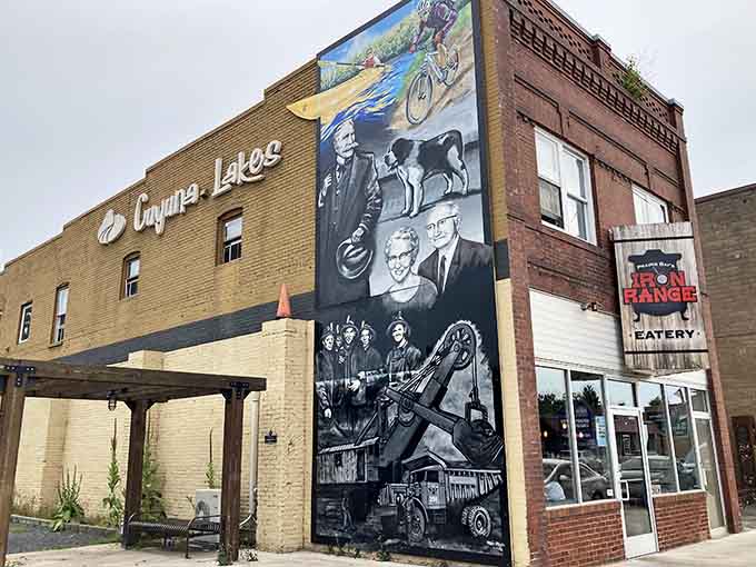 This stunning mural celebrates local history with the kind of artistry that transforms a building into a storytelling masterpiece.