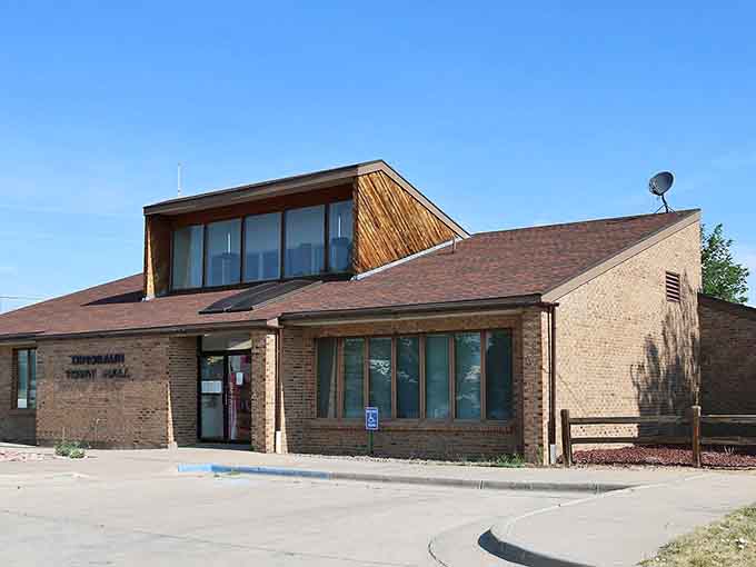Modern civic architecture meets prairie practicality in a town where community gathering spaces still matter more than strip malls.