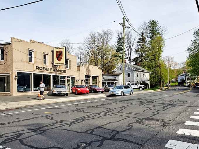 Main street moves at a pace where pedestrians outnumber cars and nobody minds one bit about it.