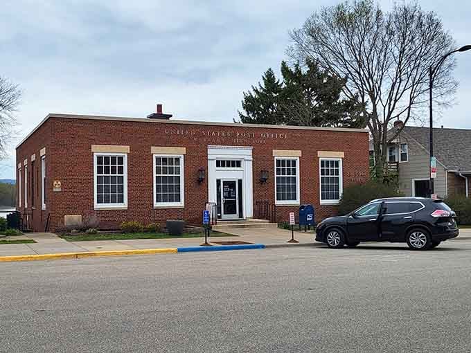 Even Wabasha's post office, solid red brick with tall white-trimmed windows, carries itself with the quiet confidence of a town that knows its own worth.