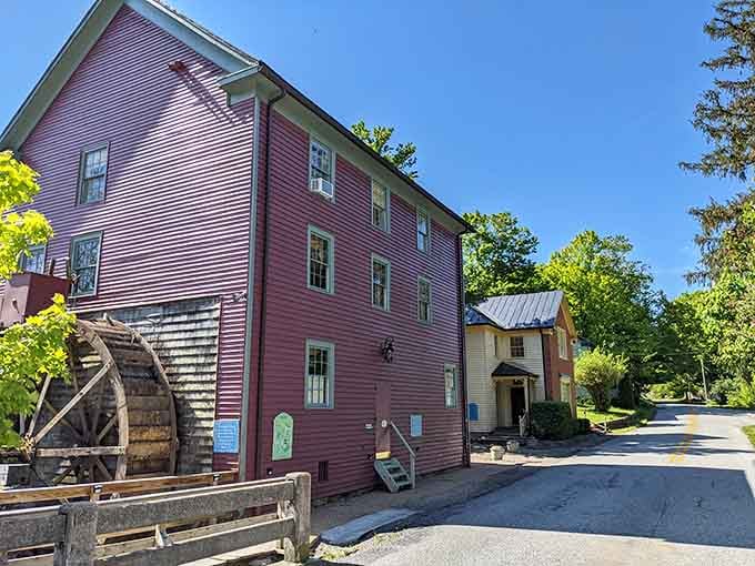 A brick post office anchors this tiny village&mdash;proof that some places still value community connection over commercial convenience.