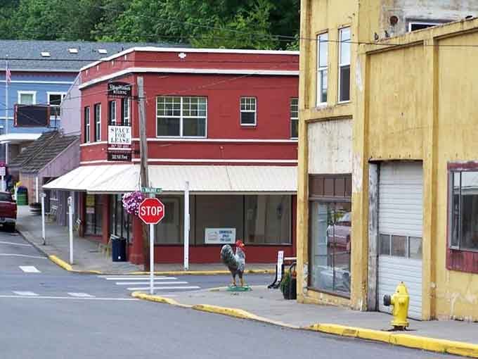 Small-town storefronts wear their age gracefully, where every faded sign and worn awning adds character money simply cannot buy.