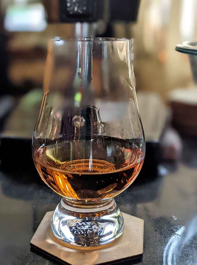 A proper pour of whiskey in a Glencairn glass, because some moments deserve to be savored slowly.