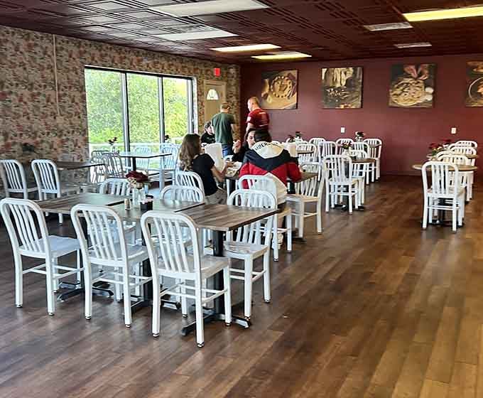 Real people enjoying real pie in a space that feels like your favorite aunt's dining room, only better.