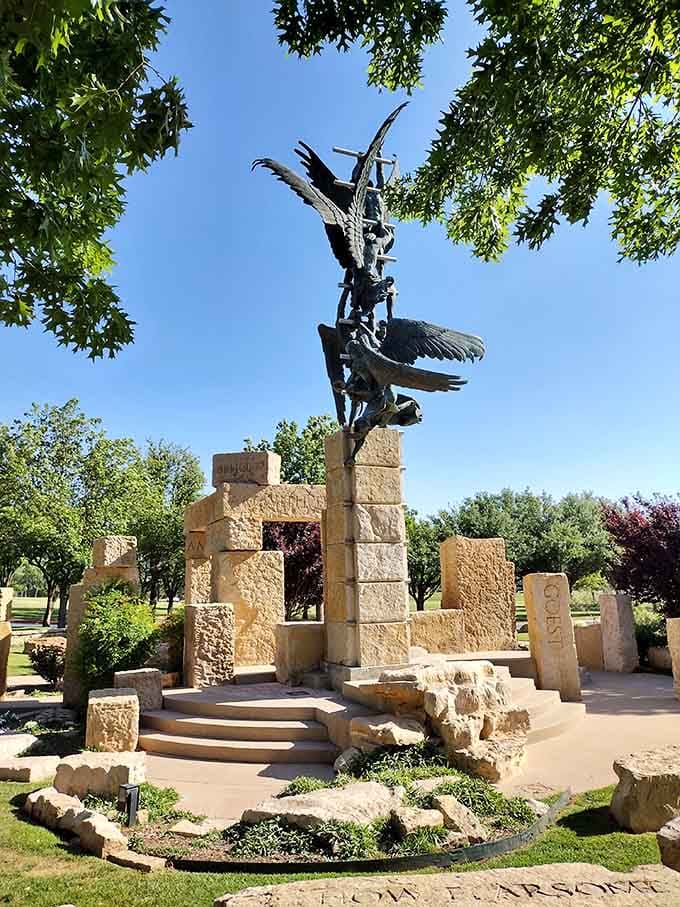 Public art like this striking sculpture adds cultural depth to Abilene's landscape, proving small cities can think big.