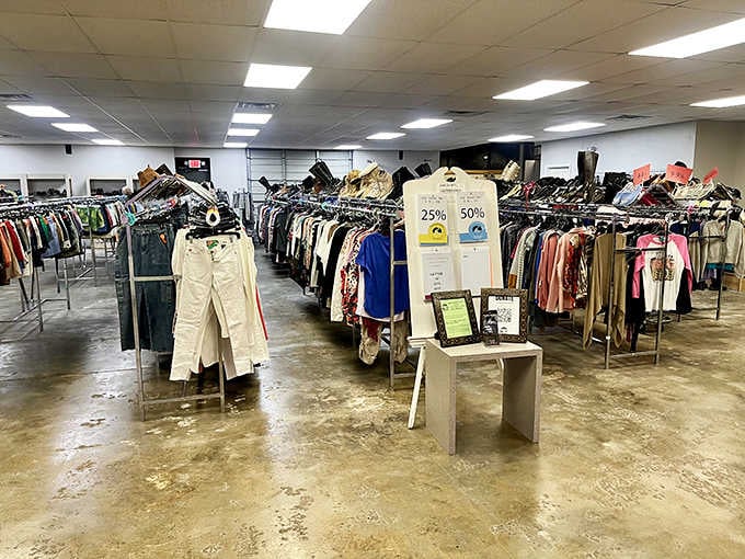 The clothing section stretches on like a fashionista's fever dream, minus the nightmare prices.