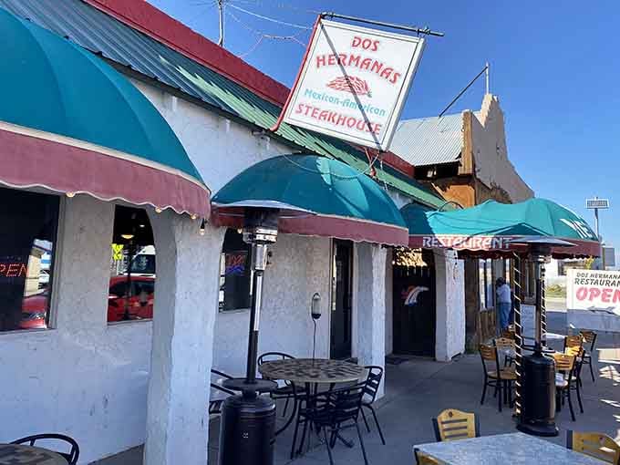 Dos Hermanas serves up Mexican-American steakhouse fare under cheerful awnings, where outdoor seating beats any fancy dining room.