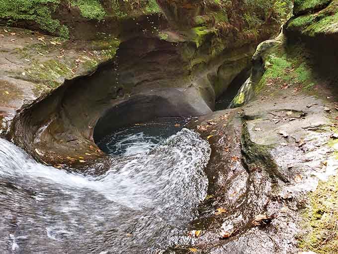 Water carved this pothole over millennia, showing more patience than anyone stuck in Columbus rush hour traffic.
