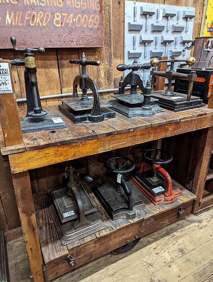 Heavy-duty presses remind us when tools were built to outlast their owners, standing proud as functional industrial sculpture today.