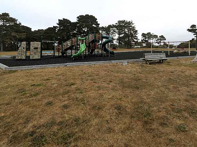 Even the playground equipment gets ocean views in Bandon, because why should adults have all the fun?