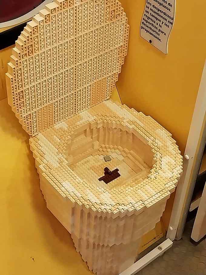 Yes, that's a fully functional toilet made entirely from plastic bricks, because why not dream big?