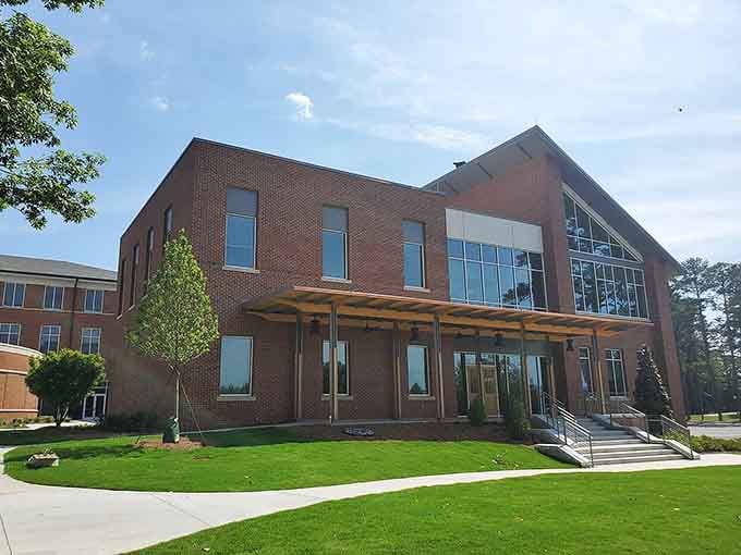 The Animal Science Center blends seamlessly into campus life, because even the practical buildings deserve to look good here.
