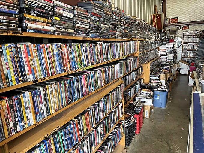 DVD collections stretch endlessly, offering movie marathons for pennies compared to those fancy streaming subscription services.