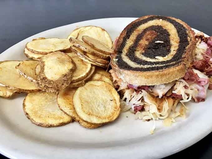 That Reuben sandwich with home fries proves lunch at a breakfast place is never a mistake.