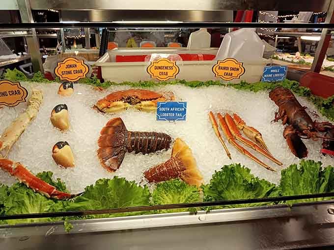 This icy display of fresh catches looks like an aquarium you're actually allowed to eat from, thankfully.