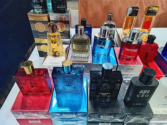 Fragrances displayed like fine art, ready to make you smell like a million bucks without spending it.