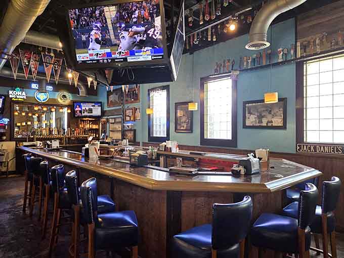 The bar area features big screens and even bigger beer selections, the perfect command center for burger-based adventures ahead.
