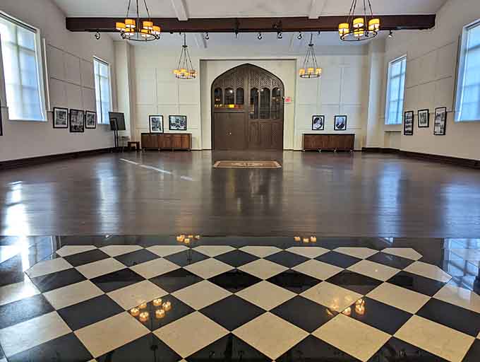 The Great Hall's checkerboard floor is basically a life-sized chess board waiting for very large pieces.
