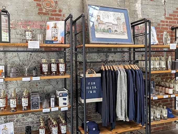 Take home bottles and witty merchandise, because "If gin is a sin, I'm in" speaks to your soul.