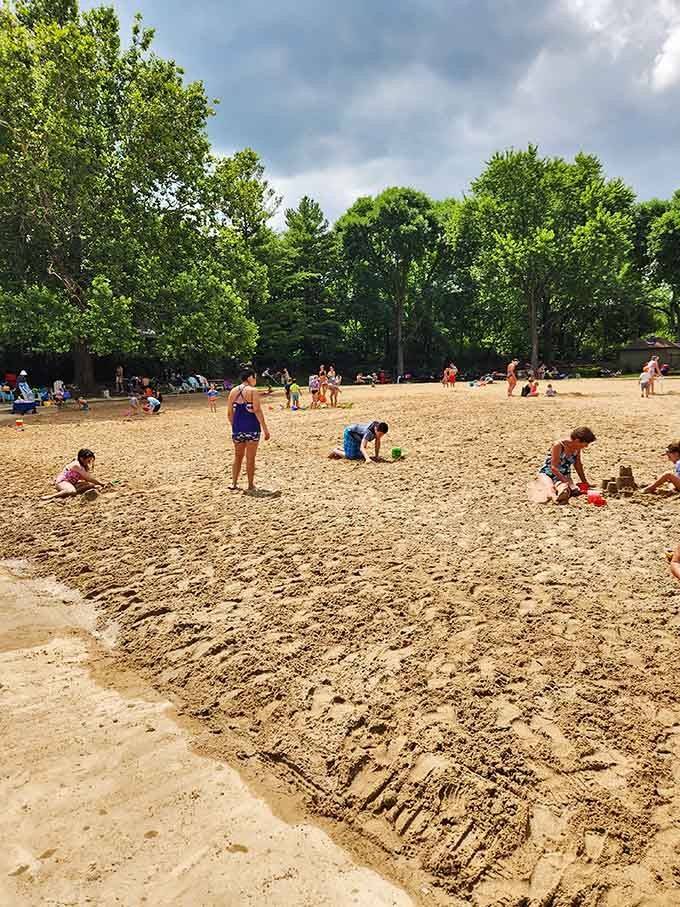 Real sand between your toes in suburban Illinois feels like discovering a beach vacation hiding in your own backyard all along.