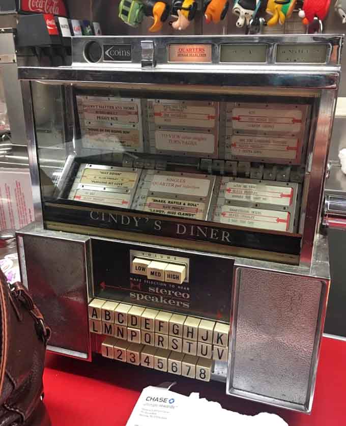 A tabletop jukebox at a diner: because some traditions are too good to let fade away completely.