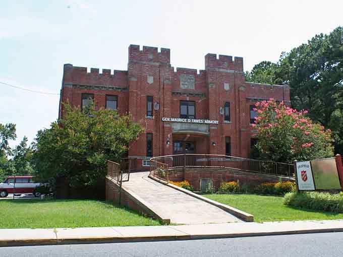 The historic armory building stands as a testament to Crisfield's past, now serving the community in new and meaningful ways.