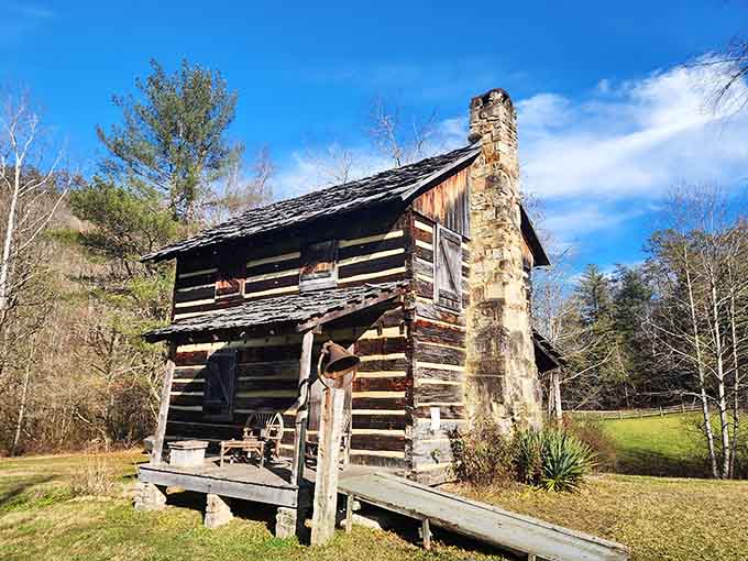 This weathered pioneer cabin tells stories of frontier life that no history book could ever quite capture as vividly.