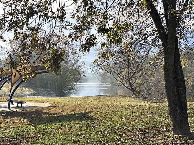 Morning mist rises off the Dan River like nature's own special effect, creating a peaceful moment worth savoring.