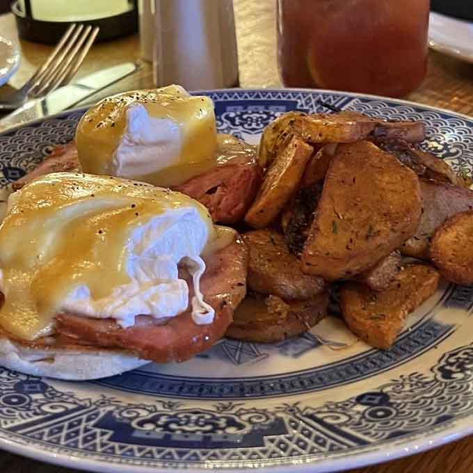 Those poached eggs with hollandaise cascading over Canadian bacon look like liquid gold on a Sunday morning plate.