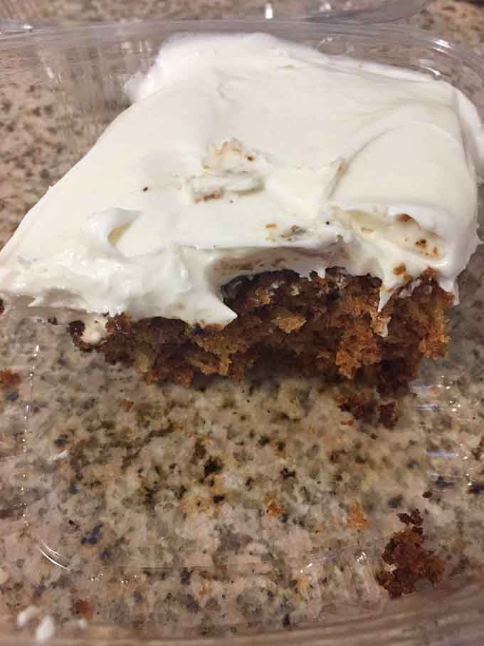 Carrot cake with cream cheese frosting so generous it makes you question whether vegetables really count as health food.