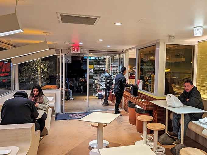 The welcoming interior shows a space designed for one purpose: enjoying great food without any unnecessary distractions.