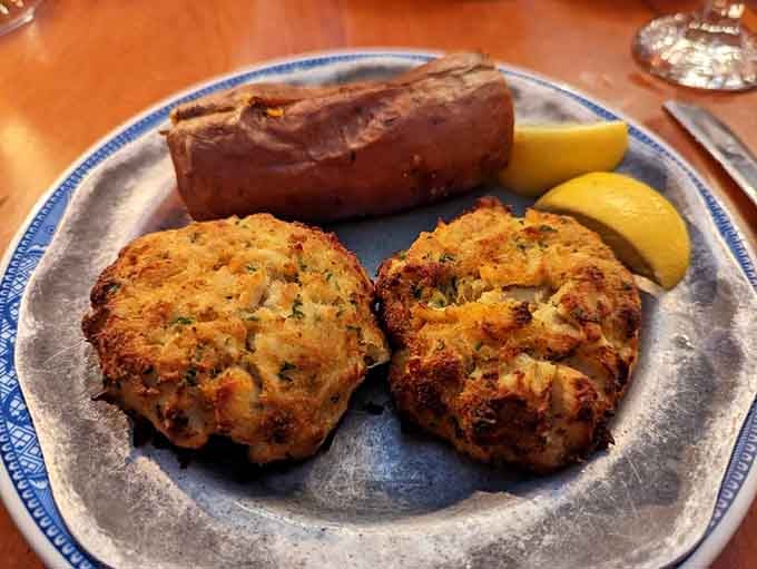 Crab cakes so packed with actual crab, you'll wonder where they've been hiding the filler.