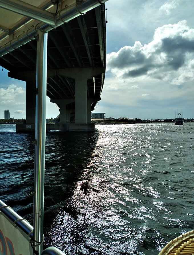 Cruising beneath the bridge offers perspective on just how beautiful Alabama's coastline truly is from the water.