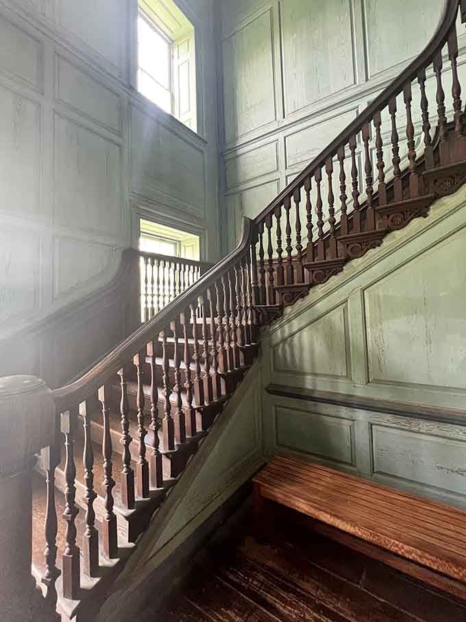 This mahogany staircase was hand-carved without power tools, making your IKEA assembly struggles seem pretty manageable by comparison.