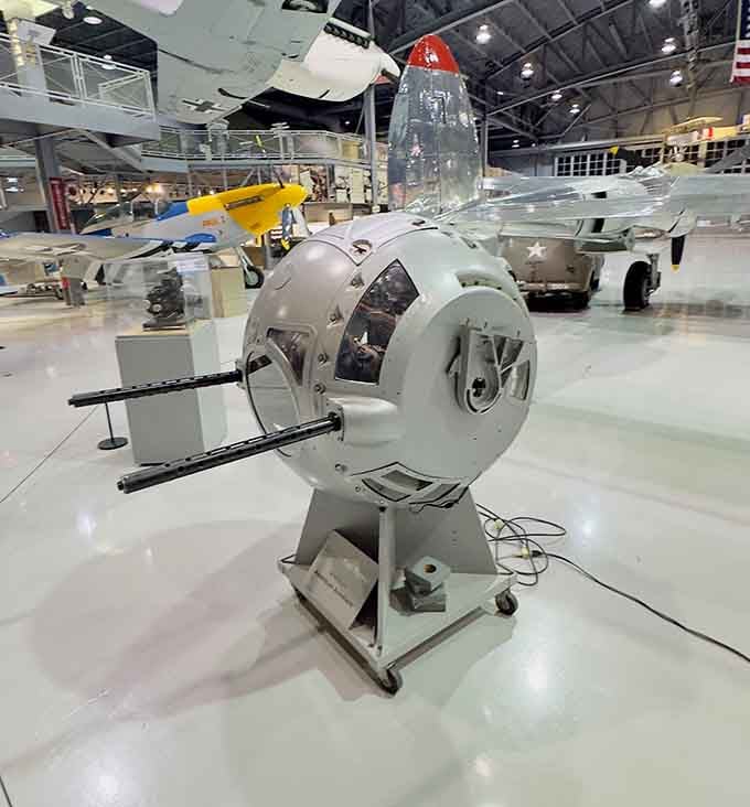 Ball turret gunners had nerves of steel, cramming into this sphere while defending bombers over enemy territory.