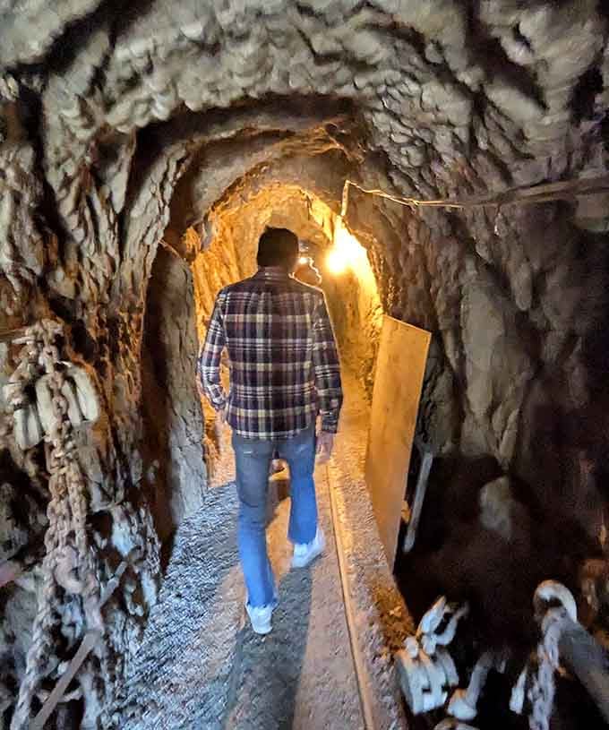 Exploring narrow passages by lamplight, this visitor experiences what miners endured daily, minus the mortal danger and desperation.