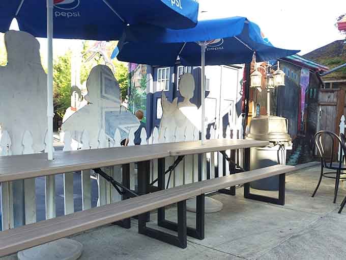 Picnic tables, Pepsi umbrellas, and good company. Outdoor dining doesn't need to be fancy to feel just right.