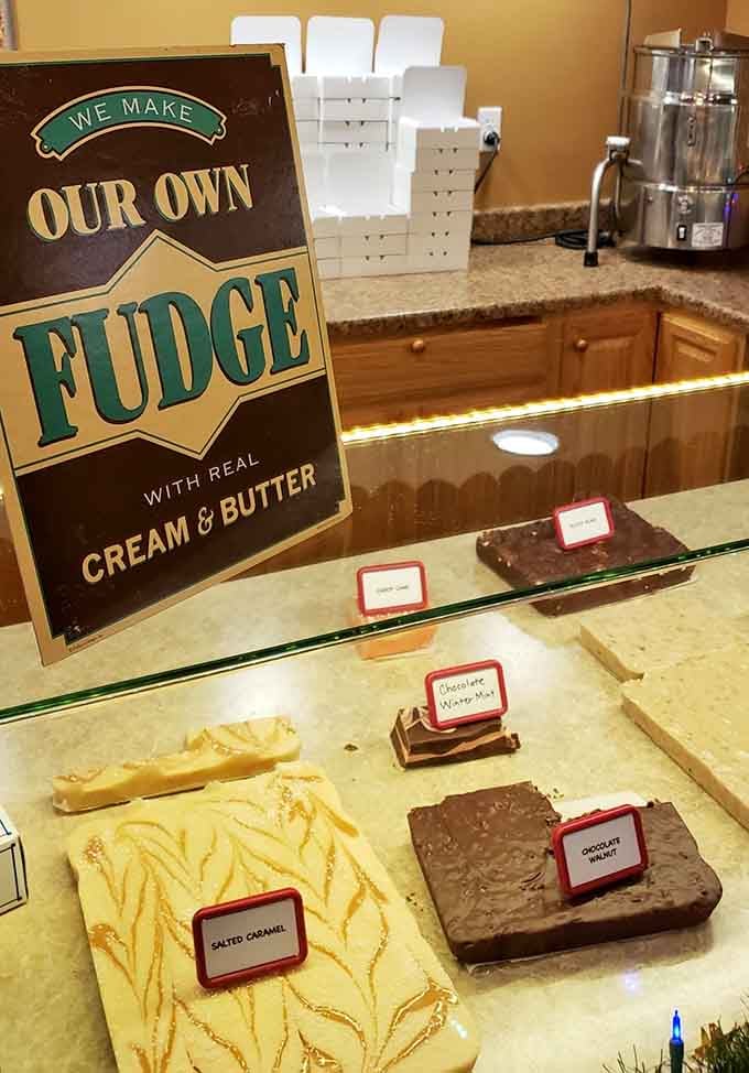 Homemade fudge varieties tempt shoppers with flavors that make willpower seem like a silly concept anyway.