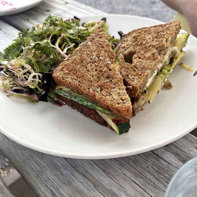 Sandwiches here feature ingredients picked from fields visible through the window, making "fresh" an actual measurable distance now.