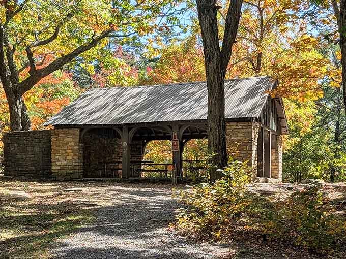 This stone shelter proves our grandparents knew something about picnic spots that Instagram influencers are only now rediscovering.