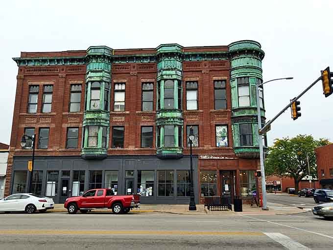 The Arts Center's distinctive turquoise bay windows add character to a downtown that's already overflowing with it.