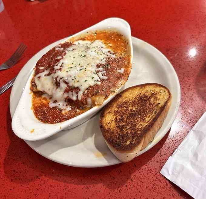 Lasagna this generous makes you wonder if the kitchen knows the meaning of the word "portion control" (thankfully, they don't).