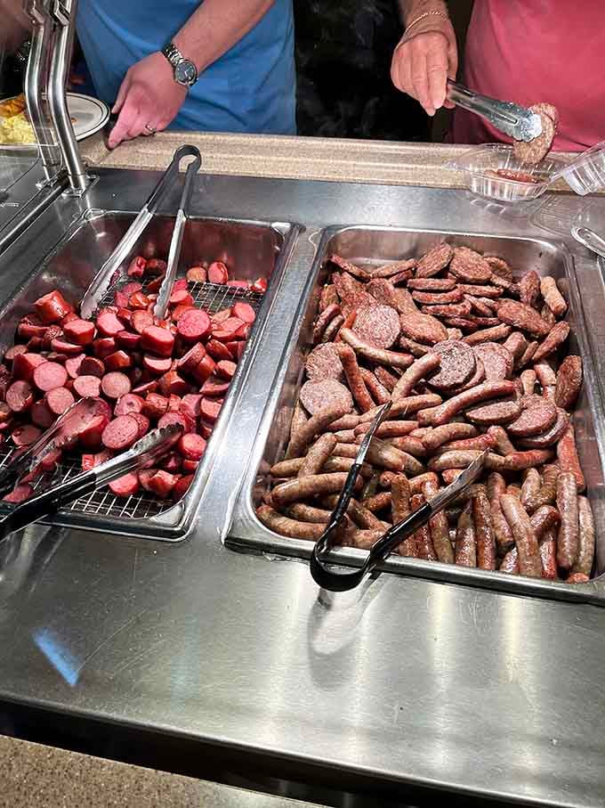 Sausage varieties lined up like soldiers ready for duty&mdash;breakfast has never looked more promising or protein-packed than this.