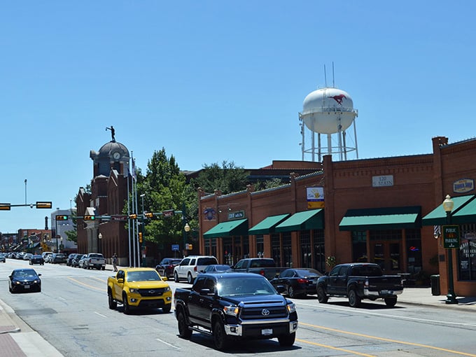 The water tower stands sentinel over downtown, reminding everyone that small-town charm never goes out of style.