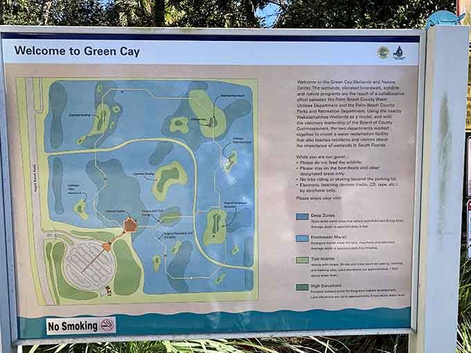 The trail map shows your route through paradise, though getting lost here wouldn't be the worst thing ever.