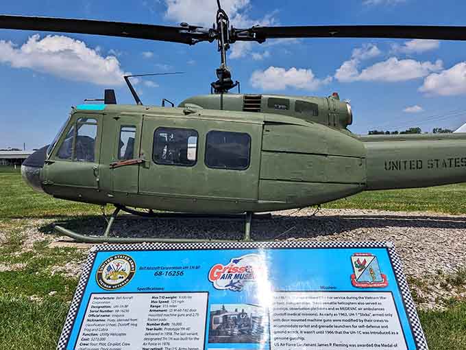 The Bell UH-1 Huey, instantly recognizable from every Vietnam War movie you've ever watched on Sunday.