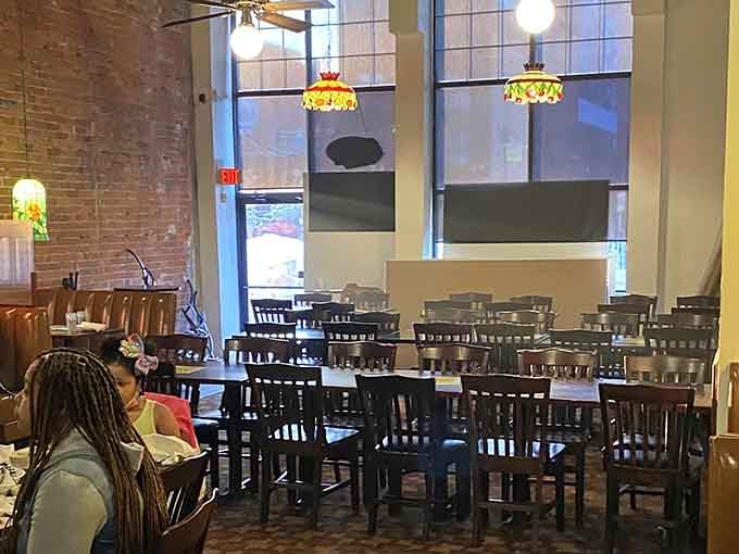 The dining room stretches out with plenty of space, proving great seafood doesn't require cramped quarters or pretension.