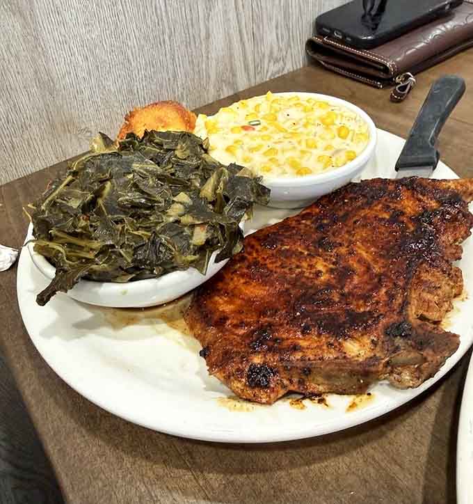 That pork chop is so massive it has its own zip code and possibly its own weather system.