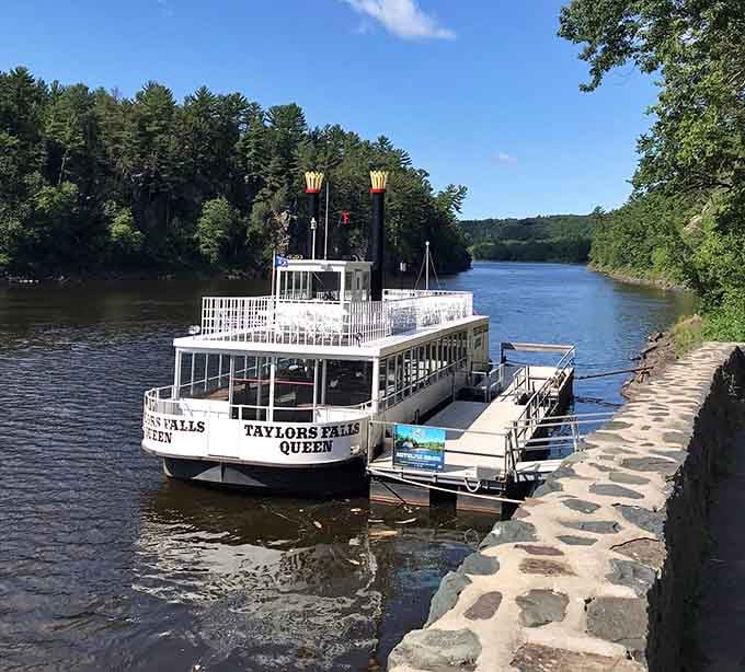 The Taylors Falls Queen waits dockside, ready to show you scenery that's been impressing visitors for generations.